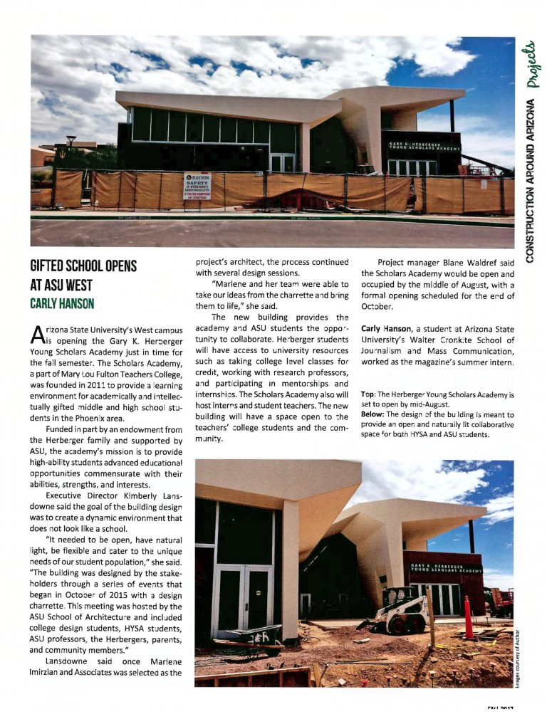 Arizona Contractor + Community Magazine: “Gifted School Opens at ASU ...